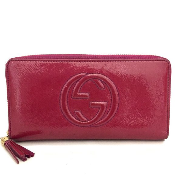 Gucci | Bags | Gucci Interlocking G Patent Leather Zip Around Long ...